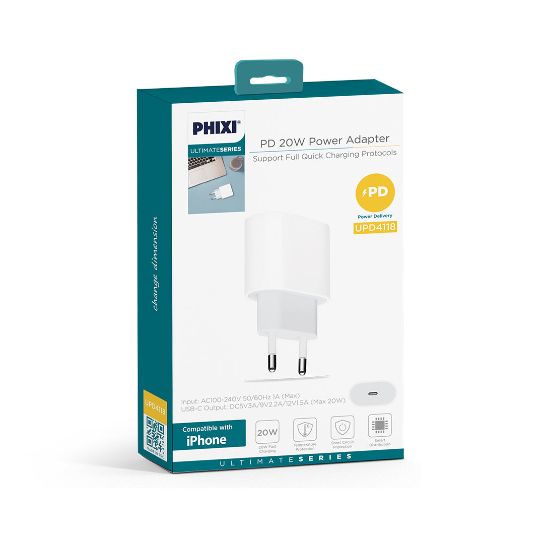 Phixi UPD4118 Ultimate 20W Fast Charge Adapter – Tech Kosova